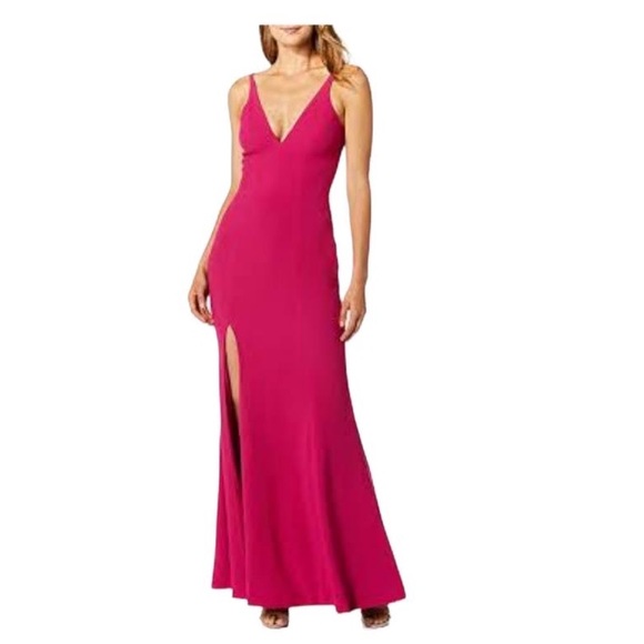 Jump | Dresses | Jump Apparel Plunge V Neck Jersey Gown Fuschia Xs ...